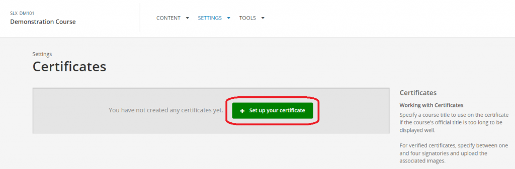 Setting Up a Certificate in Open edX Platform
